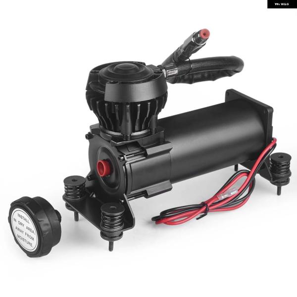 V360 200 PSI 58 DB 1/4 NPT 12 V 防水 サイレント エアサスペンション コンプレッサー ポンプ キット 防水 グレード IP67 ブラック 1個 カスタム パーツ アクセサリーHigh-concerned ch...
