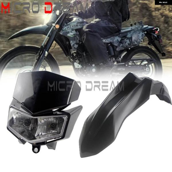 ツイン デュアル ヘッドライト フロントフェンダー カワサキ KLX250 2008-2019 KLX250S 2009-2019 D-TRACKER X 250 2009-2019 KLX250SF 2009-2010 カスタム パーツ ...