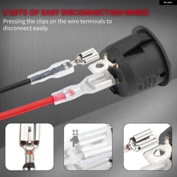 5個丸型ロッカースイッチ ON OFF SPST 20MM ミニ 12ボルト トグルスイッチ 12V 車 RV用 2ピン スイッチ 120V 有線 KCD1 カスタム パーツ アクセサリーHigh-concerned chemical:No...