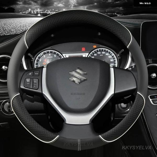 ステアリングホイールカバー 38 CM 15 インチスズキ ALIVIO/CIAZ バレーノ セレリオ ジムニー SX4 S-CROSS グランド VITARA エリオ キザシ リアナ カスタム パーツ アクセサリーSize:38CMIte...