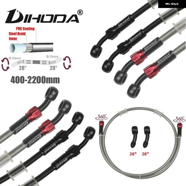 400MM - 2200MM バイク油圧ブレーキホースラインケーブル 28度 10MM バンジョーパイプライン 編組オイルホース カスタム パーツ アクセサリーYear:universal for 10mm banjo, 28 degree...