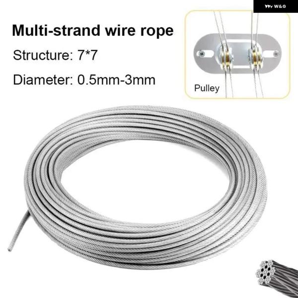 直径0.5〜3MM ステンレス 線をOF77構造10M/5Mロープソフト釣り用リフティング ケーブル プルロープ乾燥ラック用ワイヤーロープ カスタム パーツ アクセサリーHigh-concerned chemical:Noneis_cust...