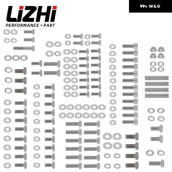 スモールブロック ステンレス エンジン 六角ボルトキット シボレー 265 283 302 305 307 327 350 400 エンジン 六角ボルトキット 211個 ナット ボルトExternal Testing Certificati...