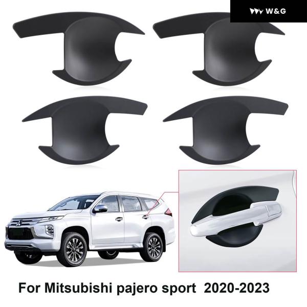 マットブラック ドアハンドル ボウルカバー トリム 三菱 PAJERO SPORT 2015-2023 外装 アクセサリー 車ドアプル ドアノブキャッチ カスタムパーツ アクセサリー 交換用部品Hign-concerned Chemical...