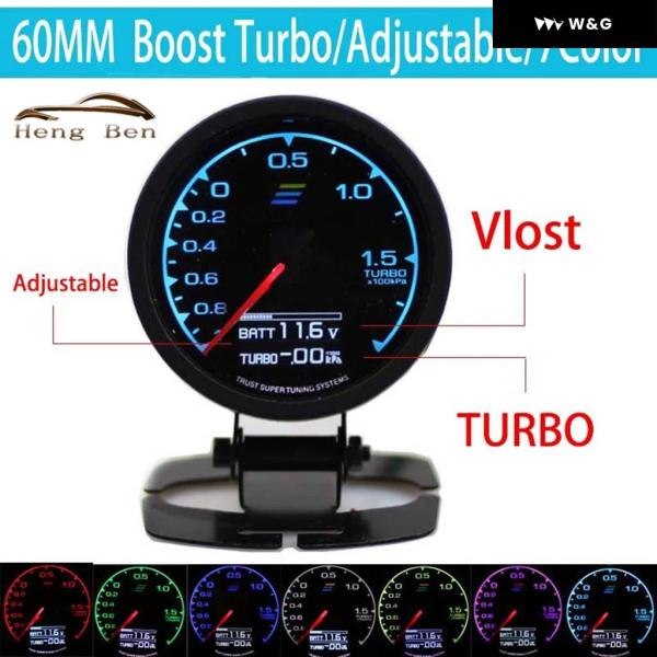 7色インゲージ ターボブーストゲージ GREDI 7色ライトカラー LCD ディスプレイ 電圧計付き 60MM 2.5インチ センサー付きレーシングゲージ カスタムパーツ アクセサリー 交換用部品Hign-concerned Chemica...