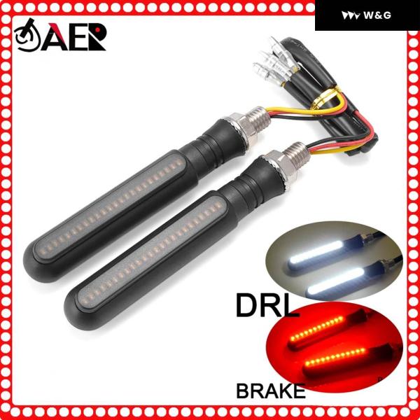 ペア LED オートバイ バイク ウィンカー インジケーター ウインカー テールライト 1.5W 汎用 シーケンシャル フローティングウォーター アンバー ランプ フリッカー DRL カスタムパーツ アクセサリー 交換用部品Hign-con...
