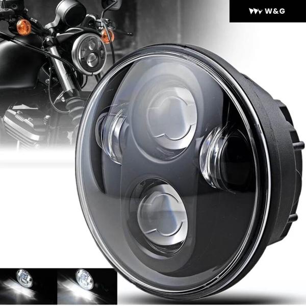 5.75インチ ブラック LED ヘッドライト ダイナ スポーツスター 883 ストリート 500 750 5-3/4インチ プロジェクター ラウンド ヘッドランプ カスタムパーツ アクセサリー 交換用部品Wattage:40WBrand ...