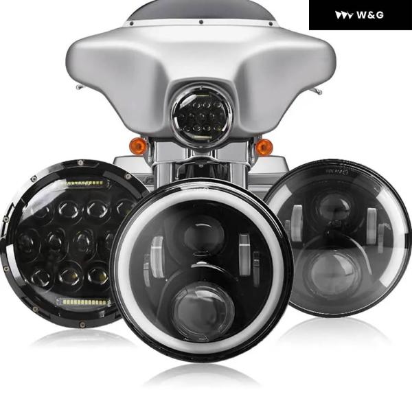 汎用 7インチ LED カー オートバイ バイク ヘッドライト H4 PHARE FAROL MOTO ヘッドランプ ヘッドライト ソフテイル カフェレーサー チョッパー ホンダ カスタムパーツ アクセサリー 交換用部品Hign-conce...