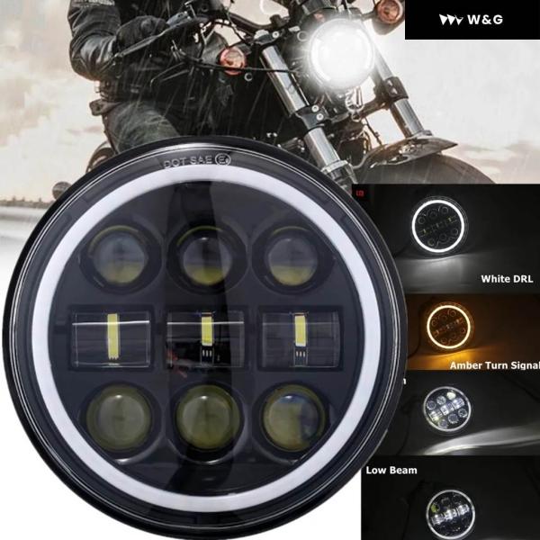 オートバイ バイク HALO 5.75 LED ヘッドライト インディアン スカウト スポーツスター ダイナ アイアン 883 XL1200 XG750 48 5-3/4インチ カスタムパーツ アクセサリー 交換用部品Hign-concer...