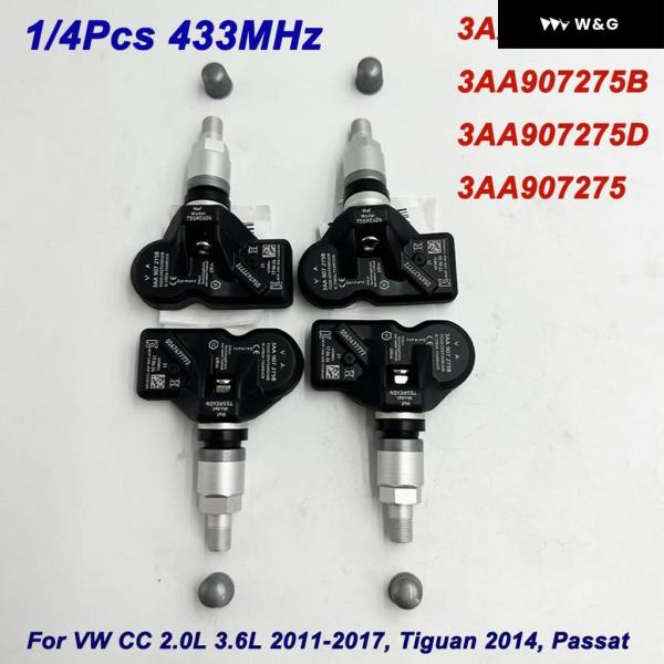 1/4個 433MHZ TPMS タイヤエア圧センサー 3AA907275B 3AA907275F VW CC 2.0L 3.6L 2011-2017 ティグアン パサート 3AA907275D 3AA907275 カスタムパーツ アクセサ...