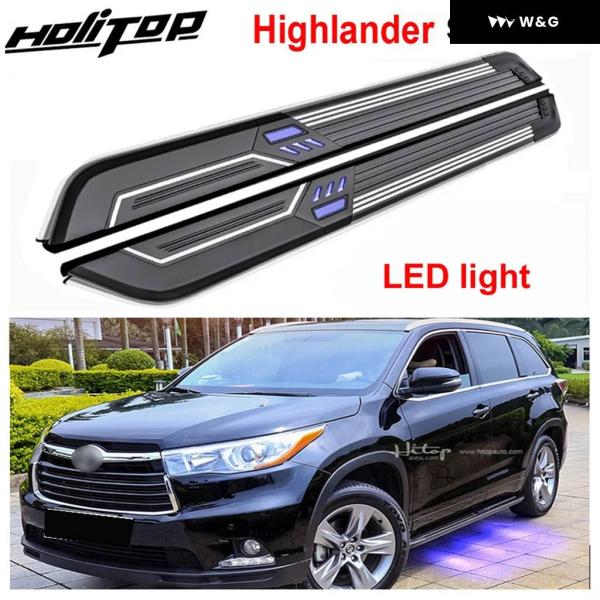 LEDライトランニングボードナーフバーサイドステップ トヨタ ハイランダー/クルーガー2015-2021 300KGを積載可能 ISO9001品質 カスタムパーツ アクセサリー 交換用部品Hign-concerned Chemical:No...