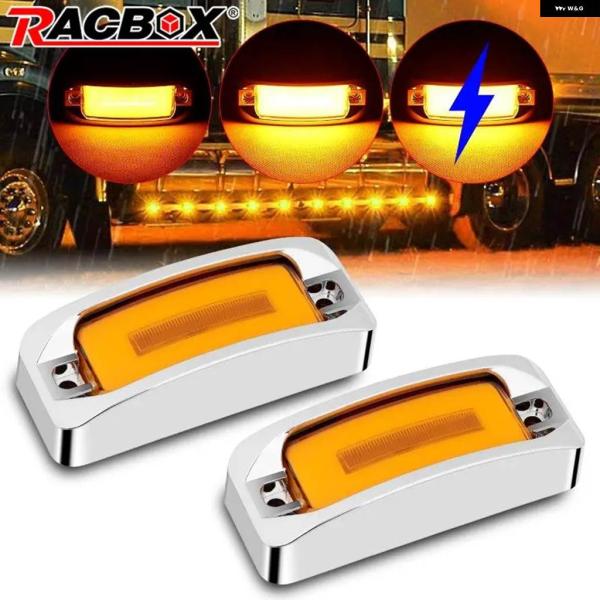 赤黄四角型LEDサイド マーカーライト ハローリング ハイローウィンカーランプ フラッシュテールランプ 車 トレーラー トラック 大型 トラック 12V 24V カスタム パーツ アクセサリーHigh-concerned chemical:...