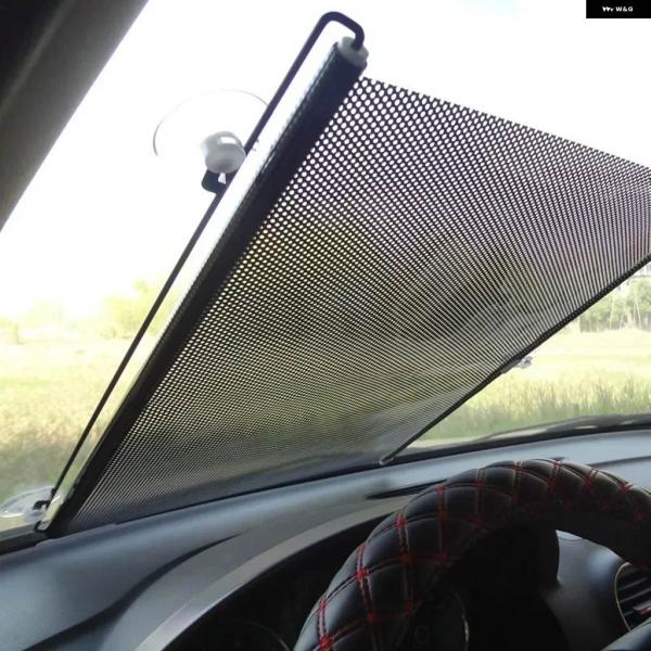 車用 フロントガラス ロールバックサンシェード ウィンドウスクリーンカバー オートウィンドウフォイルソーラープロテクション ブラック 125CM X 50CM カスタム パーツ アクセサリーHigh-concerned chemical:N...
