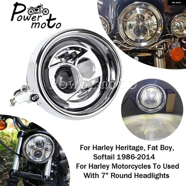 ハーレー ヘリテージ ソフテイル カフェ レーサー 1896-2014 オートバイ LED ヘッドライト アセンブリ ハイロービーム ヘッドランプ フロントレトロライト カスタム パーツ アクセサリーHigh-concerned chemi...