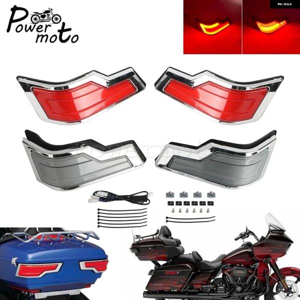 オートバイ ツアー トランクパック LED ブレーキラン ターン インジケーター ハーレー CVO 121 ロードグライド FLTRXSE ストリートグライド FLHXSE カスタム パーツ アクセサリーBattery Included:N...