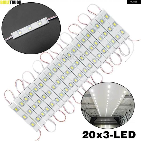 20X3LED ホワイトインテリアライトキット LWB バン トレーラー ライト トラック トランジット キャディ モバノ マスターライト SUV カーゴ LED モジュール ランプ カスタム パーツ アクセサリーHigh-concerne...