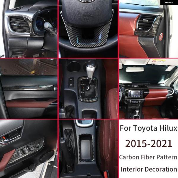 ABSプラスチック カーボン カーセンターコンソールフレーム パネル トヨタ ハイラックス 2015-2024 LHD インテリア カスタム パーツ アクセサリーHigh-concerned chemical:NoneSticker Pla...