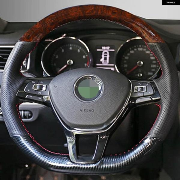 DIY カーステアリングホイールカバー フォルクスワーゲン VW ゴルフ 7 ポロ 5 アルテオン パサート ティグアン 2013 - 21 カスタム パーツ アクセサリーHigh-concerned chemical:NoneSize:2...