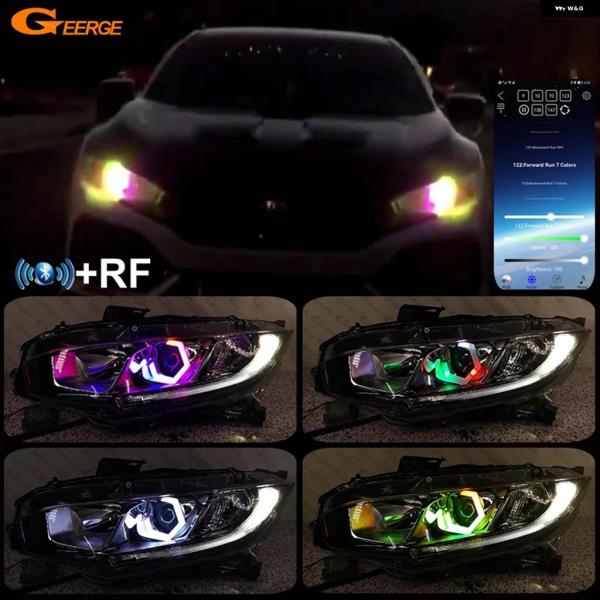 ホンダ シビック 9代目 10代目 11代目 BT アプリ ウルトラ マルチカラー ヘキサゴン ヘックス RGB LED エンジェルアイキット ハローリング カー カスタム パーツ アクセサリーHigh-concerned chemical...