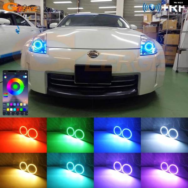 NISSAN 350 Z 350Z 2003 - 2009 BT APP RFリモートコントロール マルチカラー ウルトラ RGB LED エンジェルアイキット ハローリングライト カスタム パーツ アクセサリーHigh-concerned...