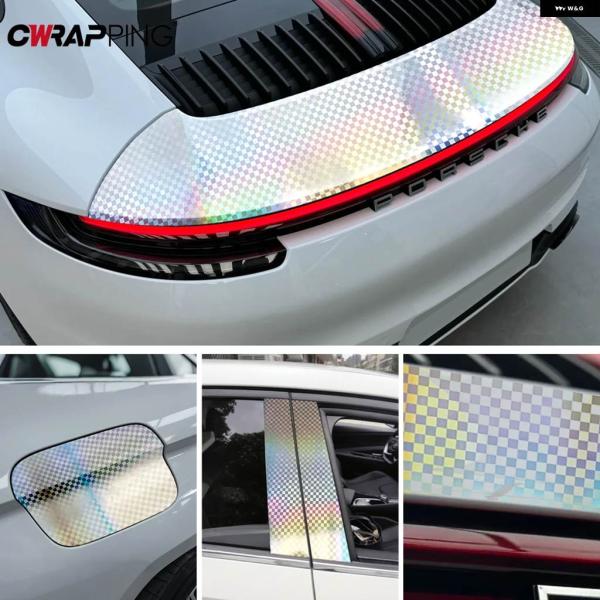 シルバー グリッド ラップ デカール 粘着性カーボン 防水 フィルム オートバイ アクセサリーボディデコレーション カスタム パーツ アクセサリーHigh-concerned chemical:NoneSticker Placement:T...