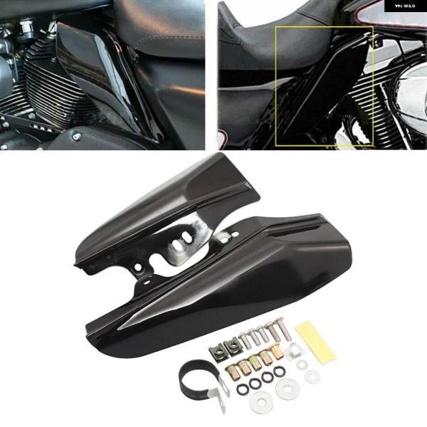オートバイ ブラック ヒートシールド ミッド フレーム エアデフレクター トリム ハーレー ツーリングストリートグライド エレクトラグライド ロードキング CVO 2001-2008 カスタム パーツ アクセサリーProtective pa...