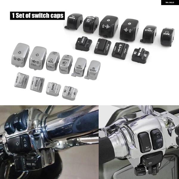 オートバイ 部品 クローム/ブラック ハンドスイッチ ハウジング キャップ ボタン カバー ハーレー ツーリング ロードキング エレクトラ ストリート ロードグライド 1996-13 カスタム パーツ アクセサリーProtective pa...