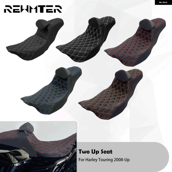 バイク ドライバーパッセンジャー2人掛けレザーシート クッション 付き ハーレー ツーリング ストリートグライド 2009-2023 ロードキング FLHR カスタム パーツ アクセサリーHigh-concerned chemical:No...