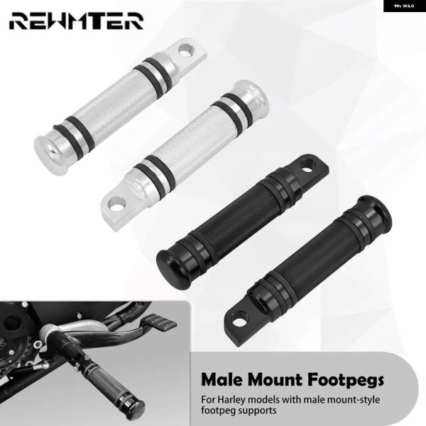 オートバイ ブラック/クローム リアパッセンジャー フットペグ オス マウント フットレスト ペダル CNC ハーレー ダイナ スポーツスター ツーリング ソフテイル ファットボーイ カスタム パーツ アクセサリーHigh-concerne...