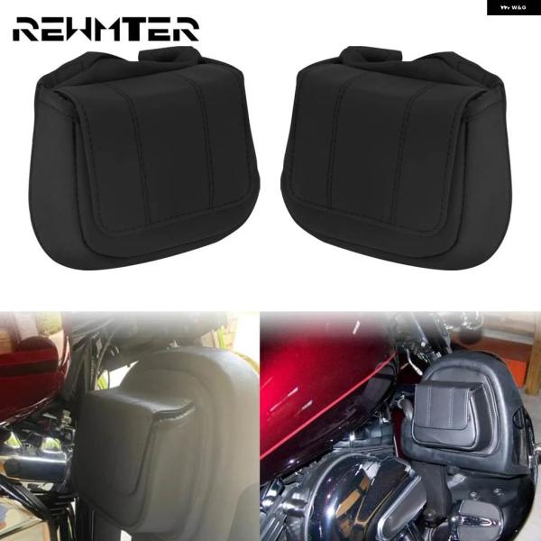 オートバイ ブラック アンダー通気孔付きレッグ フェアリング グローブ ボックス ツールサイドポケットバッグ ハーレー ツーリング ロードキング ロードストリートグライド 14-2018 カスタム パーツ アクセサリーHigh-concer...