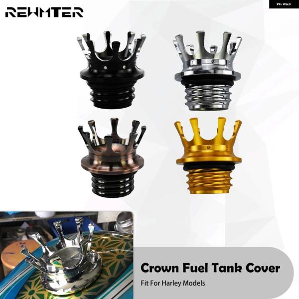 オートバイ クラウン燃料タンクカバー キャップ ガスキャップ 右ねじ付き ハーレー ツーリング FLHR FLHX ダイナ ソフテイル スポーツサー 883 1200 カスタム パーツ アクセサリーModel Name:High King ...