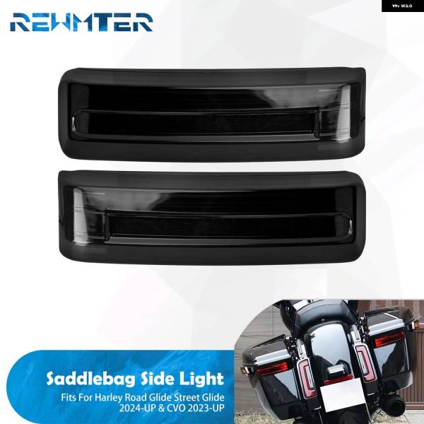 オートバイ サドルバッグ LED サイドライト リアウィンカー ブレーキ ラン テールライト ハーレー ツーリング ロード ストリート グライド FLTRX 2024年以降 カスタム パーツ アクセサリーBattery Included:N...