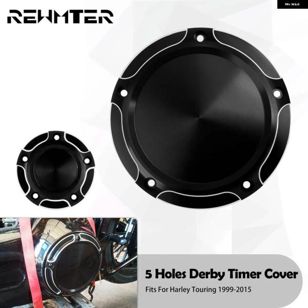 オートバイ ブラック エンジン ダービータイミングタイマーカバー 5穴 ハーレー ツーリング CVO エレクトラグライド ダイナ ストリートボブ ファットボブ ソフテイル カスタム パーツ アクセサリーModel Name:Derby Co...
