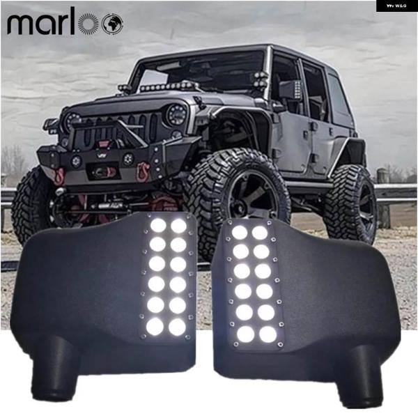 ジープ ラングラー JK JKU 2007 - 2016 ラングラー 左右サイドミラー ハウジング カバー 白スポットライト付き アンバー 色 ウィンカー カスタム パーツ アクセサリーVoltage:12 V / 24 VSpecial ...