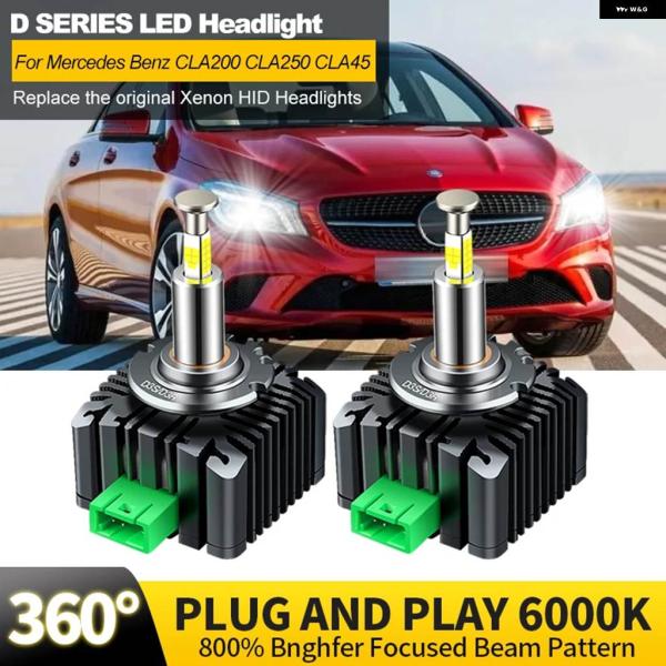 2ピース メルセデス ベンツ CLA200 CLA250 CLA45 2013-2016 キセノン HID LED ヘッドライト 電球 交換 CANBUS 32000LM 360 6000K プラグプレイ カスタム パーツ アクセサリーHi...