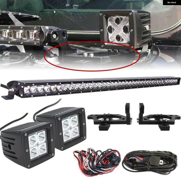 ジープ ラングラー JL 2018 - 21台2/4ドア42インチ ボンネット LED ライトバー マウント ブラケット 作業用 フォグランプ 2個 カスタム パーツ アクセサリーHigh-concerned chemical:NoneDe...