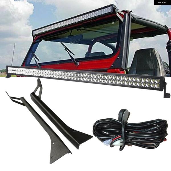 1987年1995年モデル ジープ YJ ラングラー 50インチ LED ライトバー 上部ルーフ フロントガラス マウント ライト ブラケット キット 付き カスタム パーツ アクセサリーDegree:30-60Working Temper...