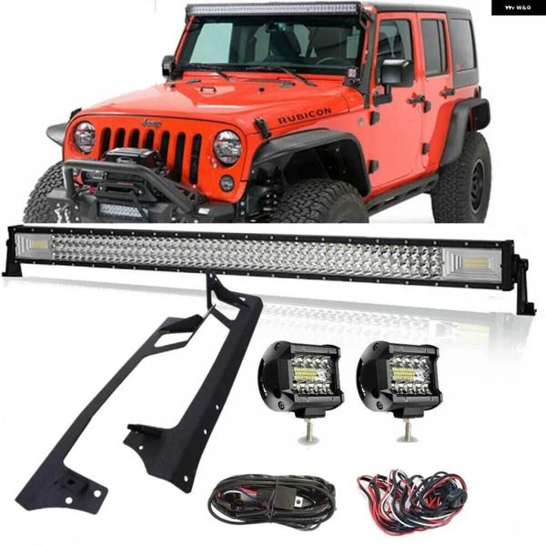 カー TIR-ROW 52インチ 700W LED ワークライト バー フォグライト ルーフ マウント ブラケット 付き ジープ ラングラー JK 07-18 カスタム パーツ アクセサリーDegree:30-60Working Tempe...