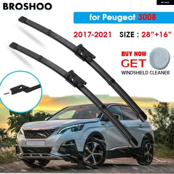 ワイパー ブレード プジョー 3008 28インチ+16インチ 2017-2021 オート フロントガラス ワイパー ブレード ウィンドウウォッシュ プッシュ ボタン アーム カスタム パーツ アクセサリーPlacement:FRONTYe...