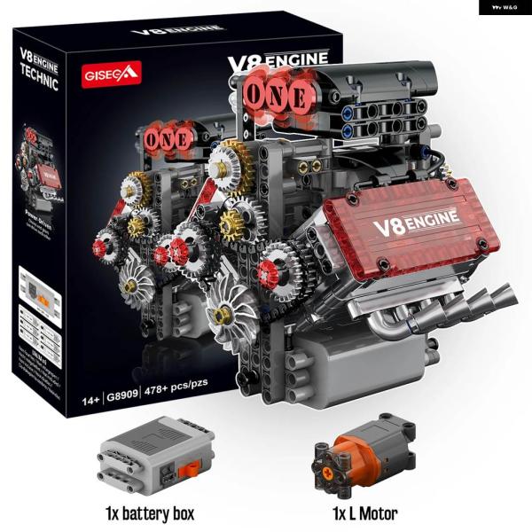 MOC V8 エンジン モデル 478PCS ビルディングブロック テクニカルカーパーツシミュレーション 電動駆動 モーター カーモデル カスタム パーツ アクセサリーHigh-concerned chemical:NoneGender:U...