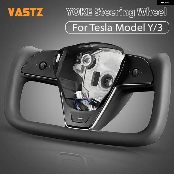 VASTZ テスラ ヨーク ステアリングホイール モデル3 Y ブラック ホワイト ナッパレザー ヒーター機能 可能 ノブ カスタム パーツ アクセサリーHigh-concerned chemical:NonePlacement on Ve...