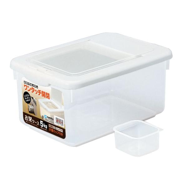 <div class="product_wrapper">  <div class="title">サンコープラスチック 日本製 米びつ お米ケース 5Kgタイプ 計量カップ付き ホワイト</div>  ...