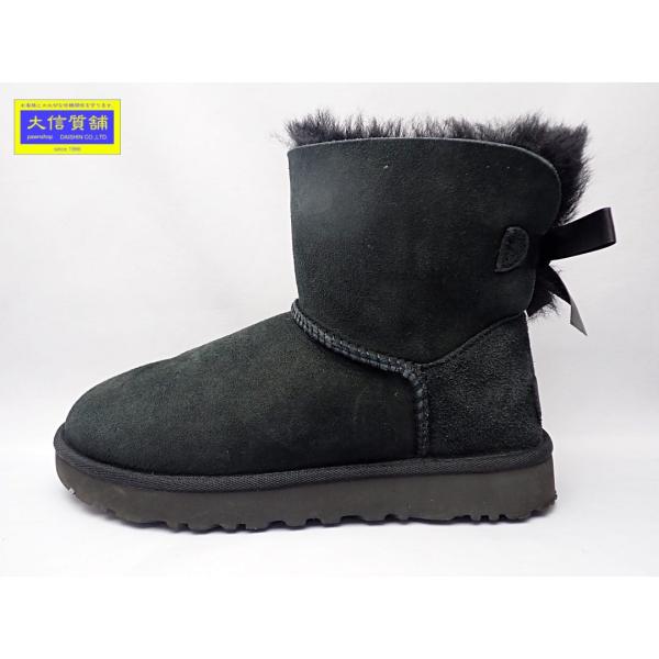 UGG MINI BAILEY BOW II UGG 1016501 アグ ミニ ベイリーボウ II ムートンブーツ 23cm ブラック 中古A