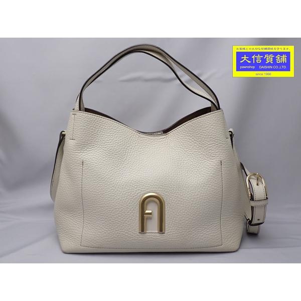 FURLA フルラ プリムラ ハンドバッグ/ショルダーバッグ ホーボーバッグ WB00507 2WAYバッグ アイボリー 中古B