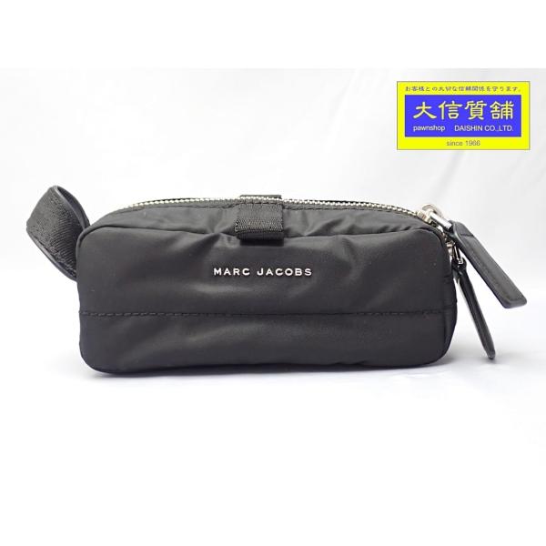 MARC JACOBS マークジェイコブス ポリエステル キャンバス コスメ ポーチ M0008151 ブラック 中古A-