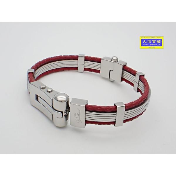GALLUCCI ガルーチ バングル ブレスレット スティール レザー 中古B+