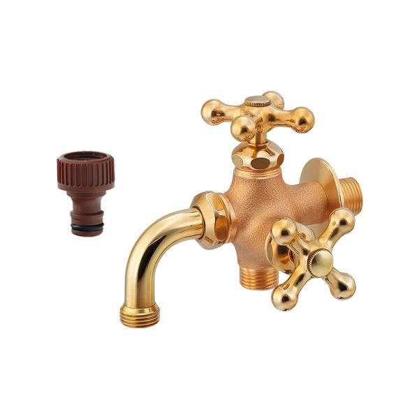 ※メーカー確認後の出荷となります！確認後欠品・廃番等の問題が発生しましたらご連絡いたします！ご了承願います　◆カクダイ KAKUDAI ガーデン用万能ホーム双口水栓//レトロ 704-118-13◎