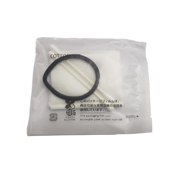 レディースセットに喜ばれております。 コットン・ヘアゴム・綿棒が入ったレディースセット 環境にやさしいバイオマス素材の包材商品サイズ　W100×H85mm 入数　500個