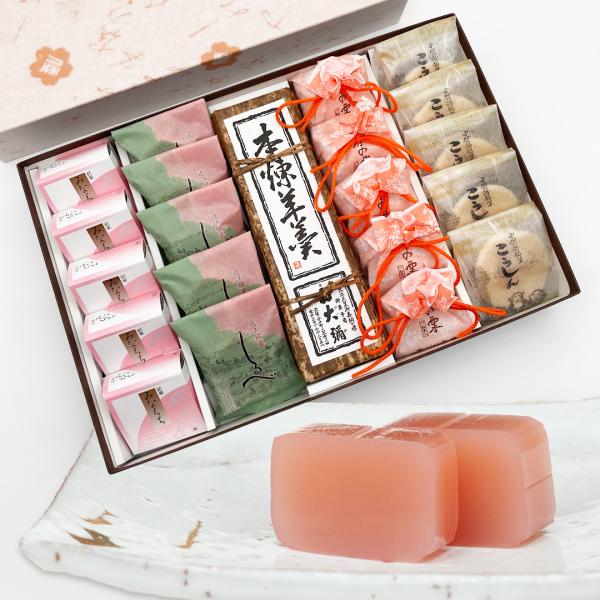 内容：みなくち5個/しるべ5個/本煉羊羹1棹/珠の栗5個/こうしん5個―様々なギフトシーンにご利用頂けますー《季節の贈り物に》お年賀 ご挨拶 お正月 迎春 桃の節句 ひな祭り バレンタインデー ホワイトデー  端午の節句 子どもの日 母の日...