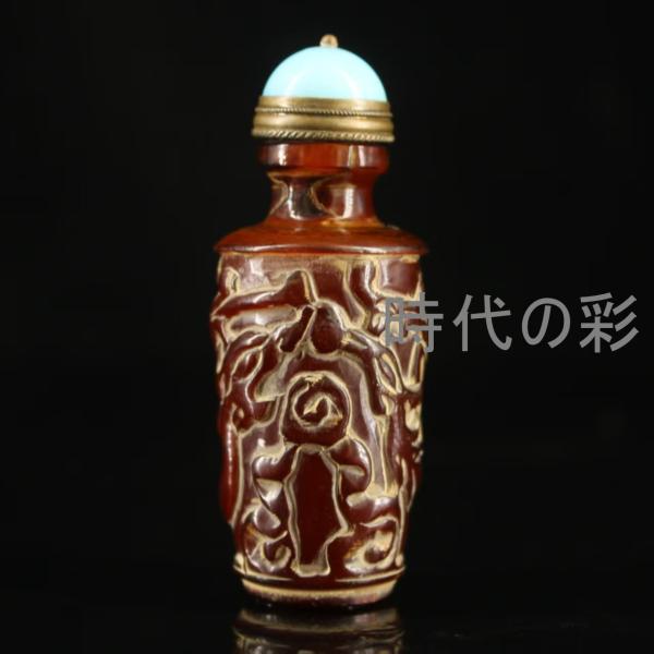 中国古美術・手工牛角彫刻鼻煙壺・角製鼻煙壺・手彫り細工・小型鑑賞品・中国古美術・コレクション R08082817ご覧頂きましてありがとうございます。商品のサイズは（約）：高さ7.5cm×幅3cm重さ：47g※実寸は素人採寸のため多少の誤差が...